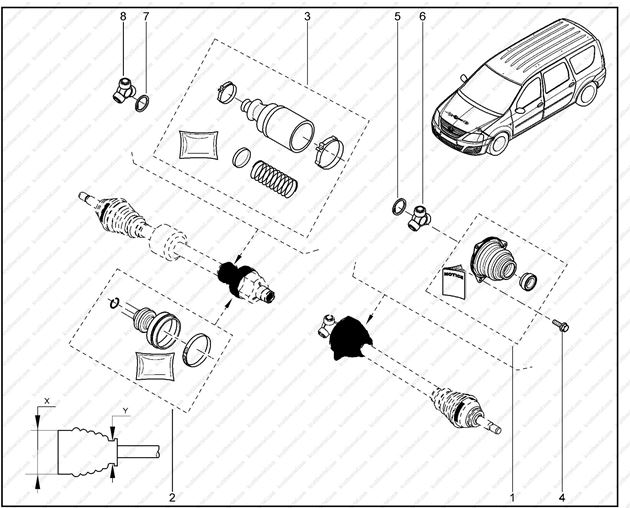 Lada | ВАЗ Largus с 2012 года - каталог запчастей трансмиссии